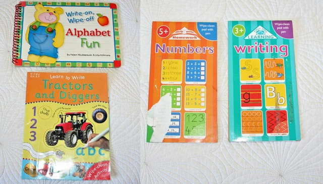 LEARN TO WRITE 123 ABC+ALPHABET +Writing+Numbers 4 Trace / Wipe Clean ...