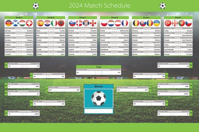 EUROPEAN FOOTBALL EURO 2024 Championship Poster Planner Wall Chart ...