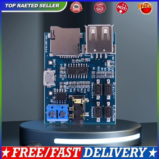 MP3 FORMAT DECODER Board TF Card Power Amplifier Module 3.7-5.5V for ...