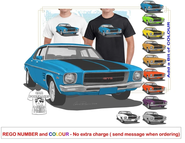 HQ HOLDEN MONARO 71-74 4Door Illustrated T-Shirt Classic Muscle Retro ...