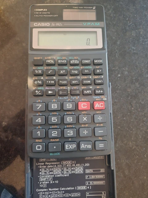 CASIO FX-992S SCIENTIFIC Calculator 1990s Solar Powered Trigonometric ...