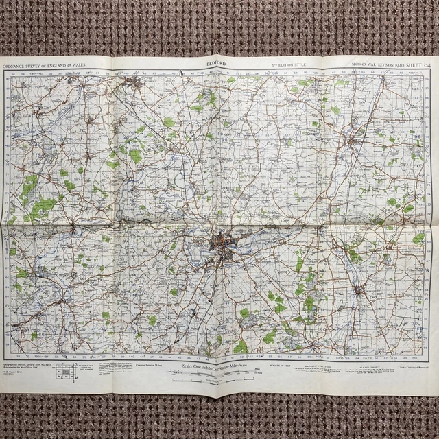 BEDFORD SECOND WAR Revision Sheet 84 - 1940 OS Map WWII WW2 ...