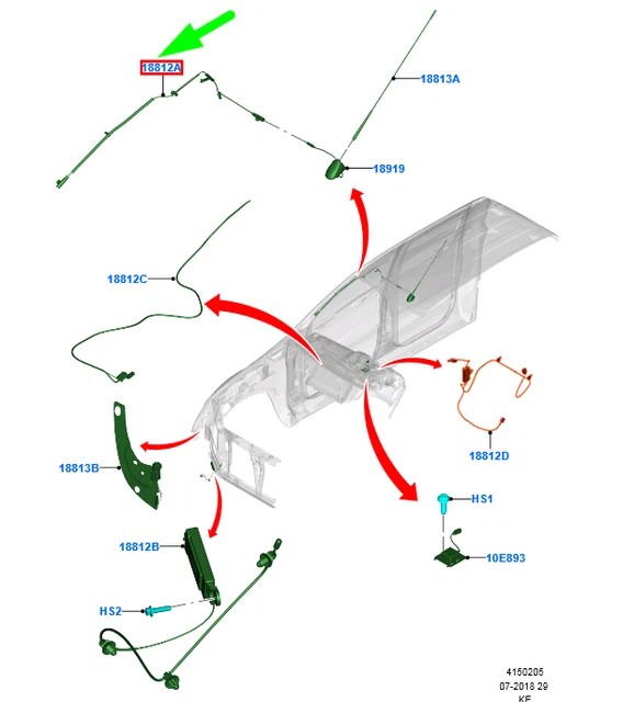 CÂBLE D'EXTENSION D'ANTENNE FORD RANGER T6 MK1 RHD 1920735 EB3T-18812 ...