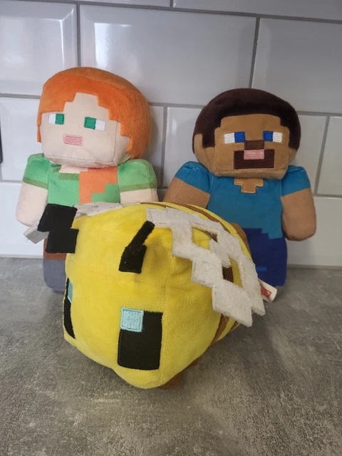 MINECRAFT STEVE ENDERMAN Alex Bee Plush 9" "Mojang Studios Mattel Soft ...