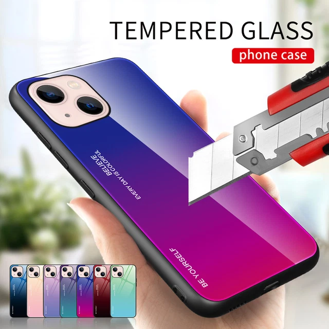 GRADIENT CASE FOR iPhone 14 13 Pro Max Temper Glass+Silicone Shockproof ...