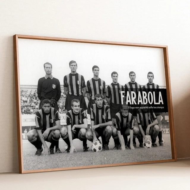 POSTER VINTAGE CALCIO Inter 1965 Scudetto Foto bianco e nero stampa ...