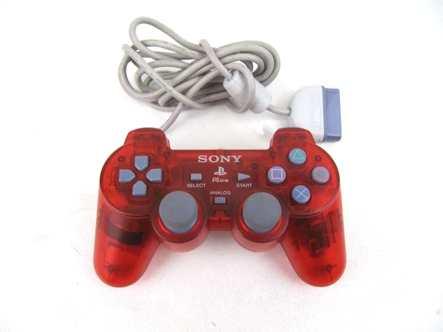 SONY PLAYSTATION PS1 Controller Red Genuine Dual Shock Transparent ...