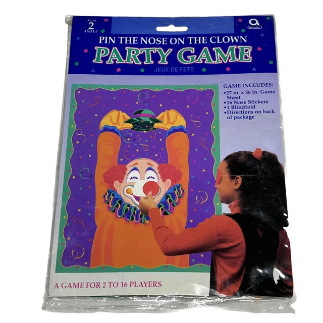 PIN THE NOSE On The Clown Party Game New Sealed Birthday Party Vintage ...