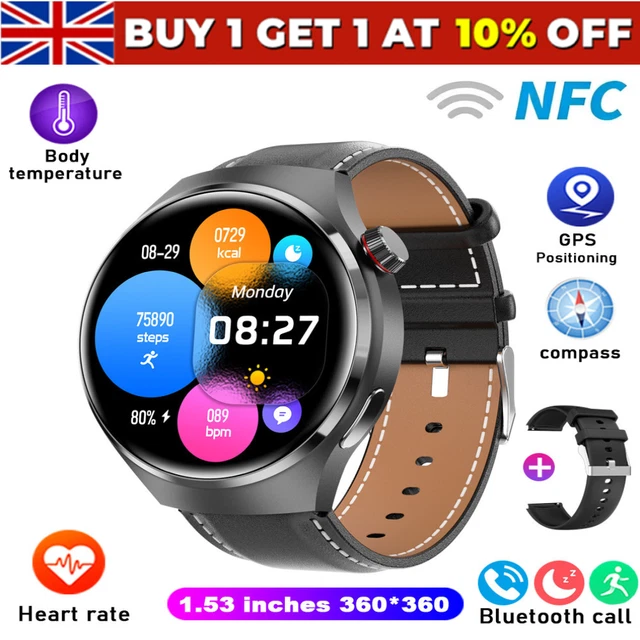 WATERPROOF GT4 PRO Smart Watch NFC GPS Tracker Bluetooth Call Men Sport ...