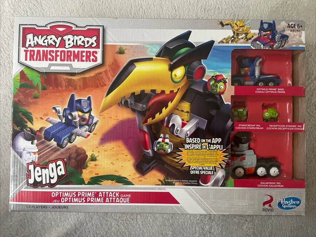RARE ANGRY BIRDS Transformers Jenga Optimus Prime Attack Game Grimlock ...