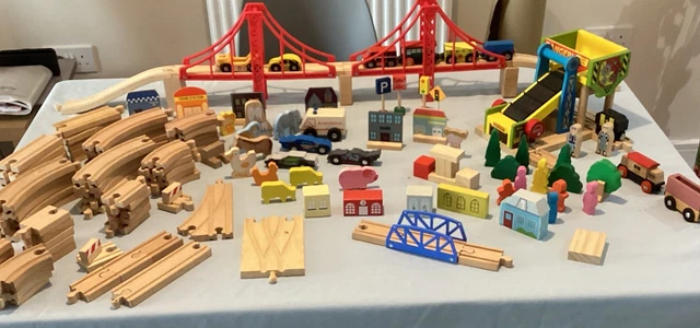 ELC BRIO COMPATIBLE Wooden Railway Train Sets Track, locomotives large ...