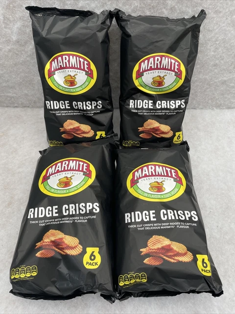 MARMITE RIDGE 4 Multipacks Marmite Crisps 4 x 6 = 24 Bags 30/11/24 Box ...