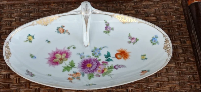 ANTIKE DRESDNER PRUNK Porzellan Servier ,- Anbiet Schale Blumenmalerei ...