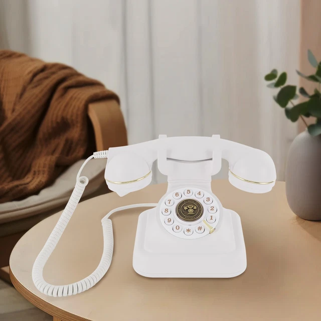 VINTAGE WHITE ROTARY Telephone Retro Corded Landline Phone with Classic ...