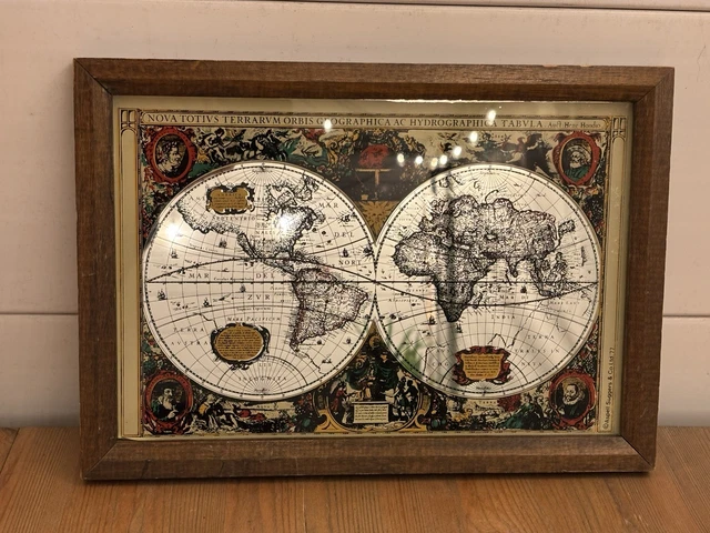 ORIGINAL VINTAGE ASPELL Saggers World Map Small Mirror - Good condition ...