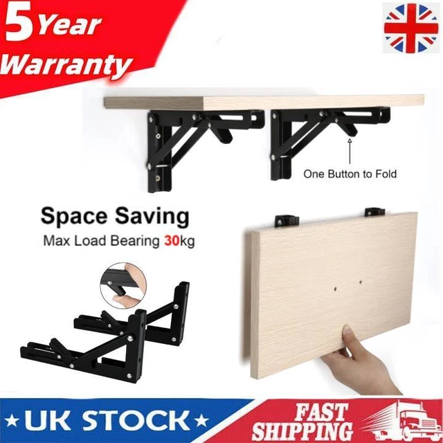 2X CAMPERVAN FOLDING SHELF & Bracket Caravan Motorhome Furniture Table ...