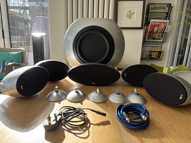 KEF SURROUND SYSTEM HTB2 Sub Woofer, 5 x HTS 3001 Speakers and 5 wall ...
