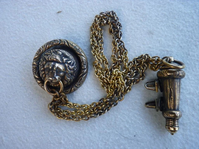 VICTORIAN MILITARY OFFICERS Cross Belt Lion Head Boss, Chains & Whistle ...