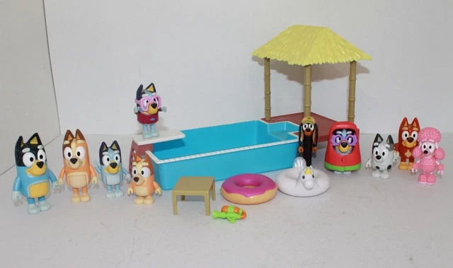 BLUEY CHARACTERS TOYS Bluey Figures & Swimming Pool Moose 2.5" 10 In ...