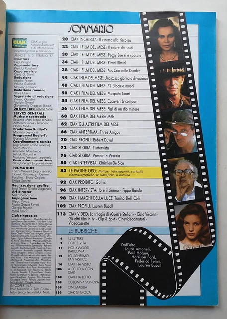 CIAK N° 2 - 1987 TOM CRUISE Federico Fellini PAUL NEWMAN EUR 9,99 ...