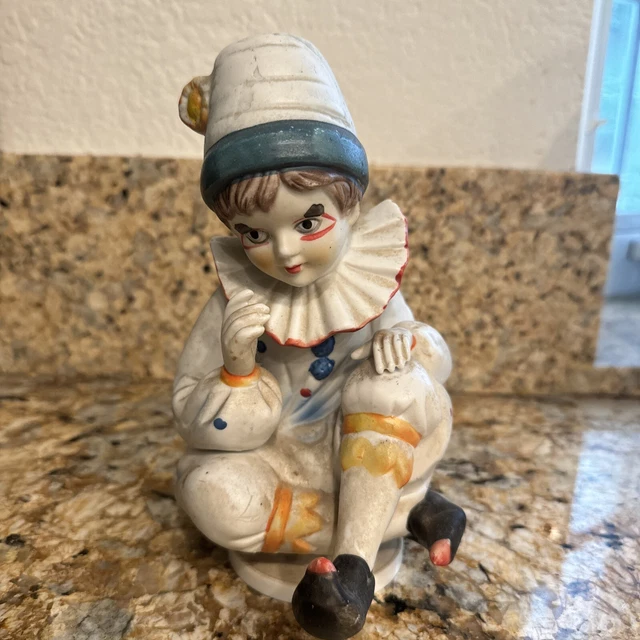 Vintage Ceramic Clown Rotating Music Box Plays “send In The Clowns