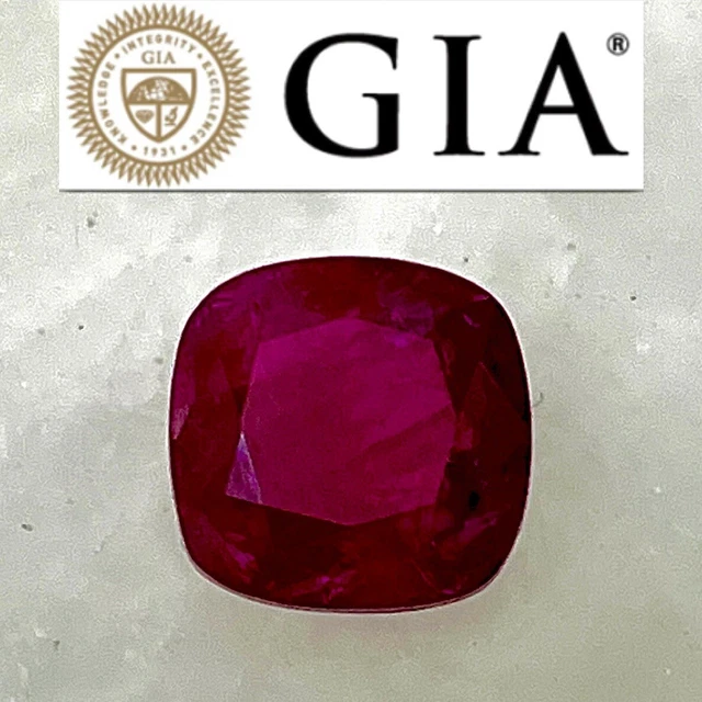 3.41 CT GIA CERTIFIED UNTREATED Natural Ruby Cushion Cut Faceted Loose ...