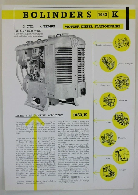 PROSPECTUS BROCHURE ENGINE Bolinder's 1053K tractor traktor engine £12. ...