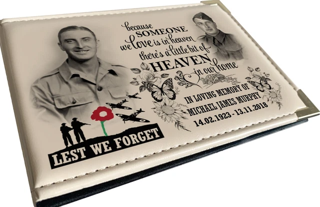 PERSONALISED PHOTO BOOK / album, Bereavement memorial lest we forget ...