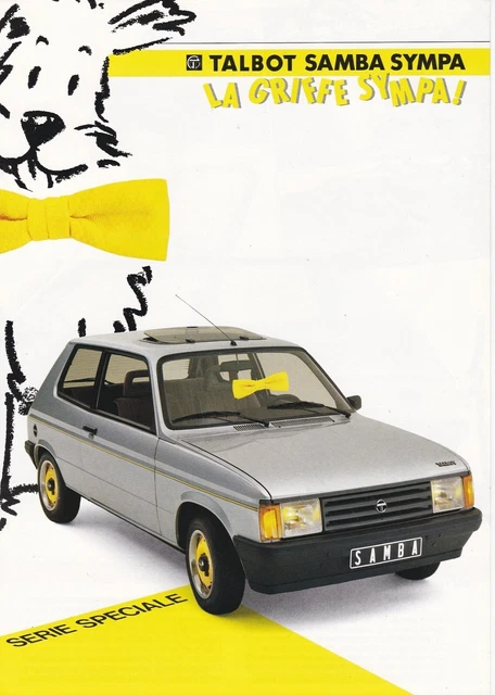 BROCHURE DÉPLIANT 1985 TALBOT SAMBA SYMPA !!! __ en français ...