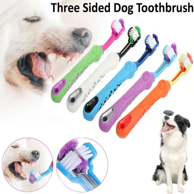 DOG TOOTHBRUSH MULTI-ANGLE Three Sided Pet Cat Mouth Oral Care Teeth ...