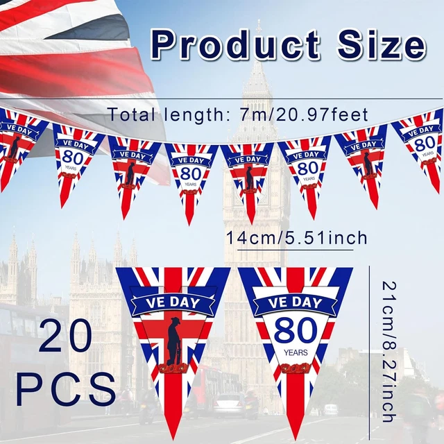 VE DAY 80TH Anniversary Flag 2025 VE Day 80th Anniversary Decorations ...