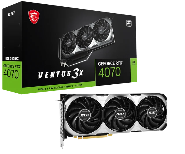 MSI GEFORCE RTX 4070 Ventus 3X OC 12GB GDDR6X Gaming Grafikkarte 3xDP ...