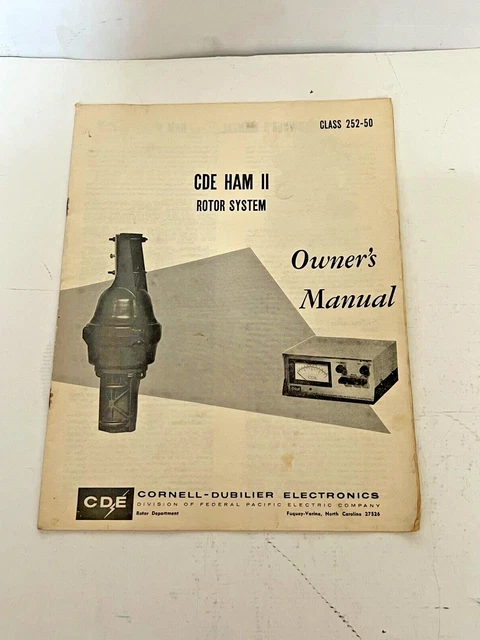 VINTAGE CDE HAM II Proprietari Sistema Rotore Classe Manuale 252-50 ...