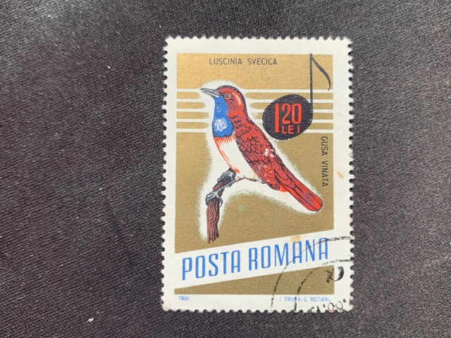 ROMANIA POSTA ROMANA 1966 Singbirds 1.20L Luscinia Svecica Gusa Vinata ...