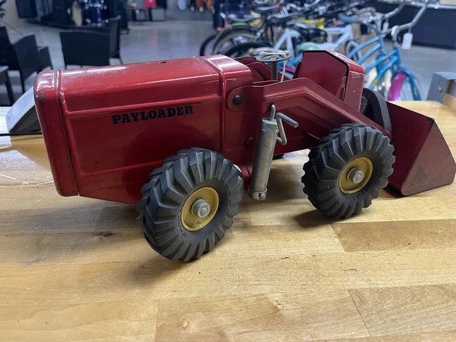 VINTAGE NYLINT RED Pressed Steel HOUGH Payloader Front End Loader Toy ...