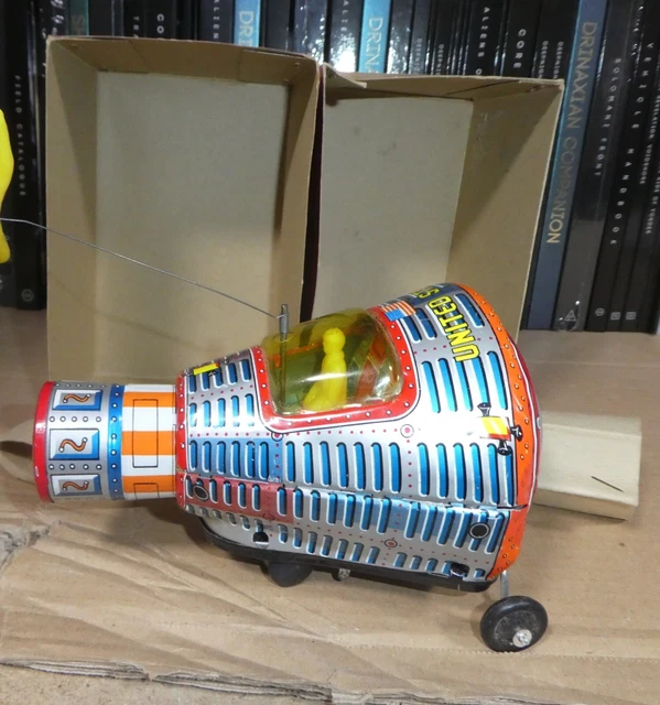 TIN 1960S HORIKAWA Japan Tin Space Capsule & Original Box + Inserts ...