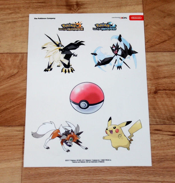 POKÉMON ULTRA SUN and Ultra Moon Rare Promo Sticker Set Nintendo 3DS ...