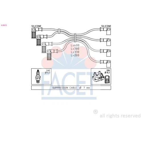 KIT CAVI ACCENSIONE Facet 4.8615 Made In Italy - Oe Equivalent per Fiat ...