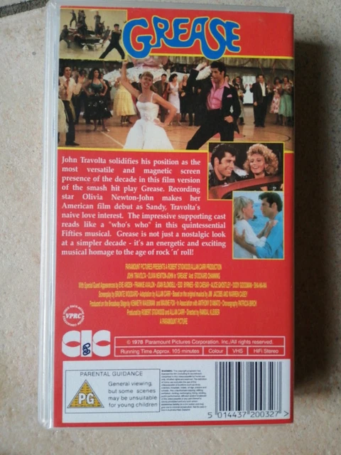 GREASE VHS Video John Travolta Olivia Newton John Cert PG 1978 Musical ...