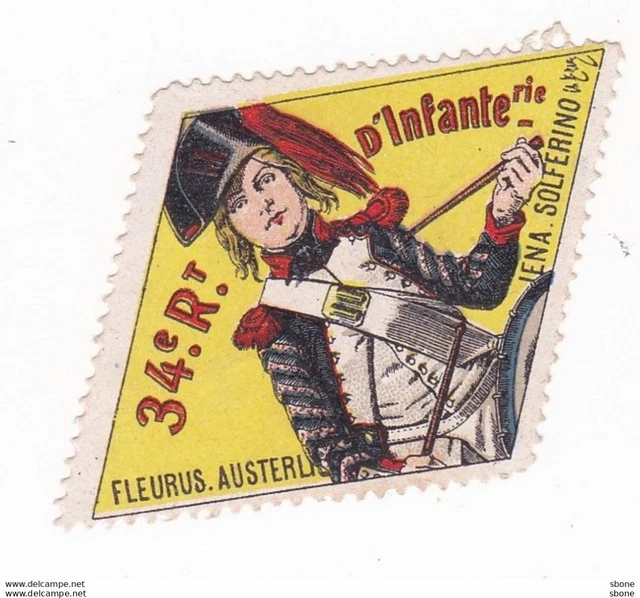 VIGNETTE MILITAIRE DELANDRE - 34ème régiment d'infanterie - Napoléon $3 ...