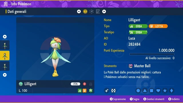 LILLIGANT HISUI SHINY 6IV + Masterball Pokemon Scarlatto Violetto ...
