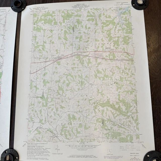 US GEOLOGICAL SURVEY USGS Topography Map; Vintage Map; Gratiot, OH 27 x ...
