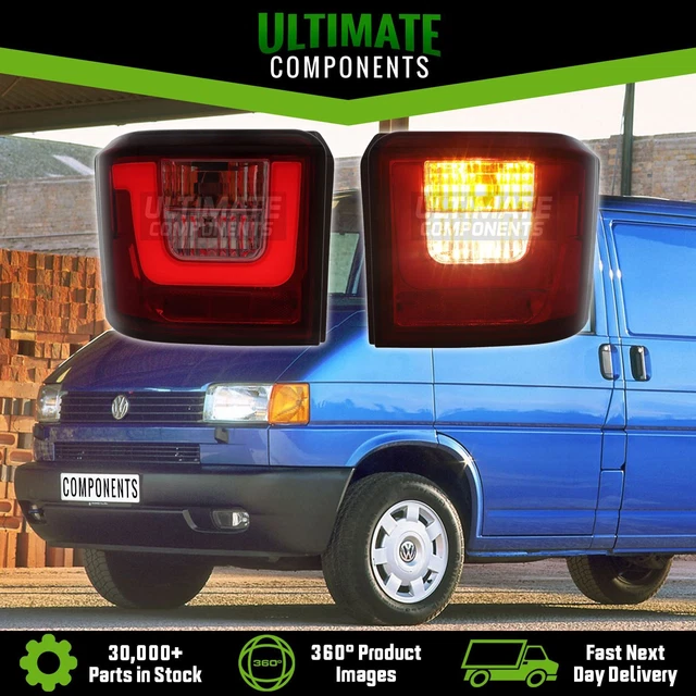 VW TRANSPORTER T4 Smoked Red Clear Light Bar LED Rear Lamps Tail lights ...