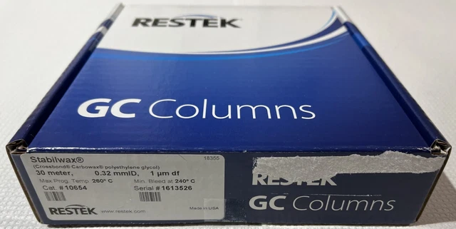 GC COLUMN - Restek Stabilwax 30 m x 0.32 mm ID 1 µm df Cat# 10654 $121. ...