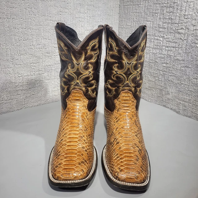 J.B. DILLON RESERVE Python Men's Size 8.5D Brown Leather Western Boots ...