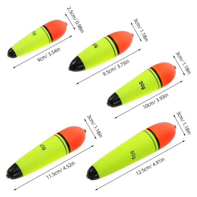 5PCS WEIGHTED EVA Fishing Floats Buoy Plastic Bobber Outdoor Angling ...