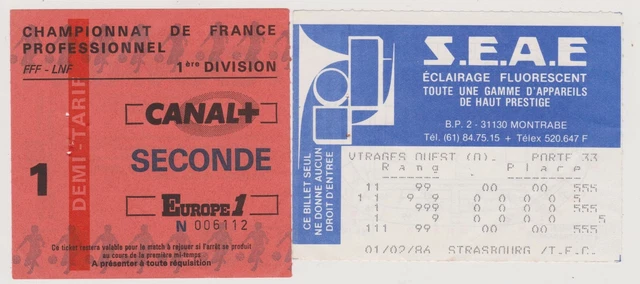 TICKET COLLECTION : Toulouse FC TFC - RC Strasbourg 01/02/86 Div. 1 EUR ...