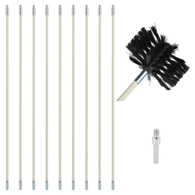 CHIMNEY SWEEP KIT Rod Chimney Cleaner Brush Efficient Cleaning Flexible ...