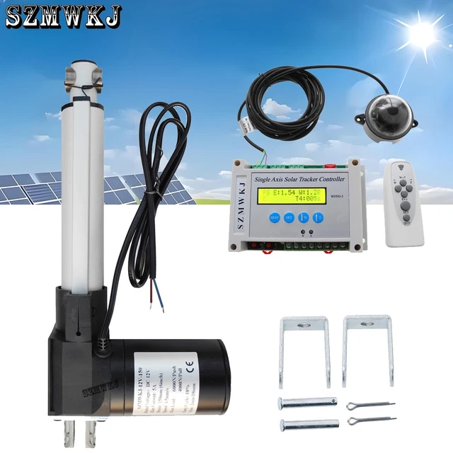 6000N SINGLE AXIS Solar Tracker Kit W/ DC 6" Linear Actuator Tracking Controller £107.99 ...