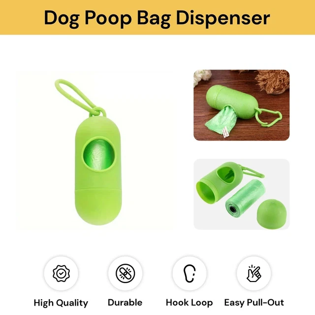 DOG POOP BAGS Dispenser Pet Cat Pick Up Bag Holder Case+ Waste Poop ...